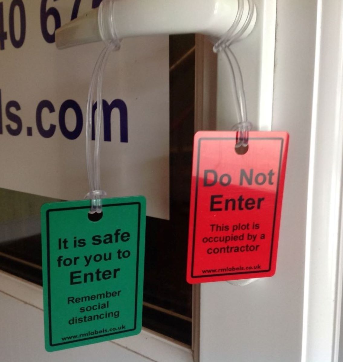 Social Distancing Safe To Enter Hanging Tag - R M Labels